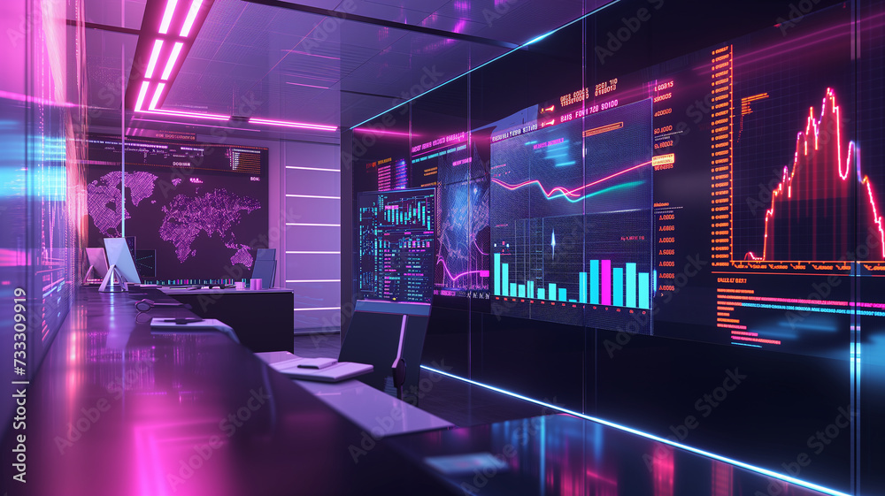 logistics worker managing a sophisticated control panel with ...