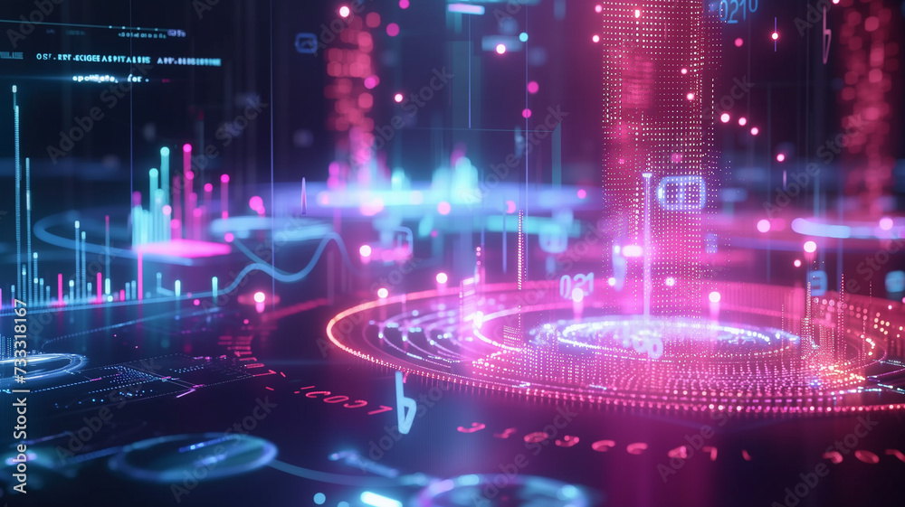 Sophisticated management system interface, displaying various metrics ...