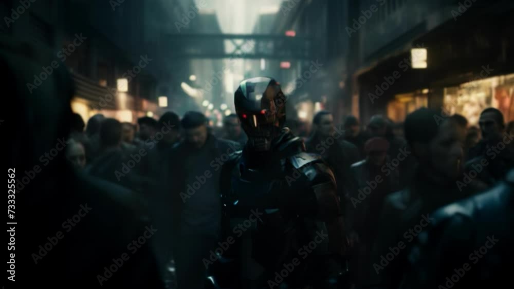 Vidéo Stock Evil skeleton robot in metal armor. Skull of futuristic ...