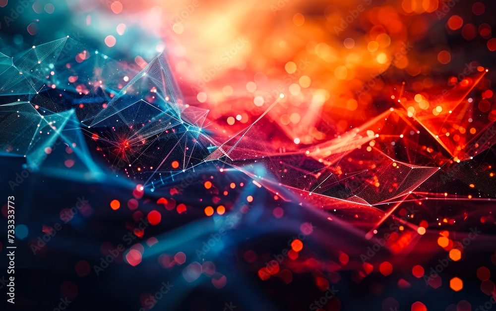 Abstract geometric background with a dynamic red and blue polygonal ...