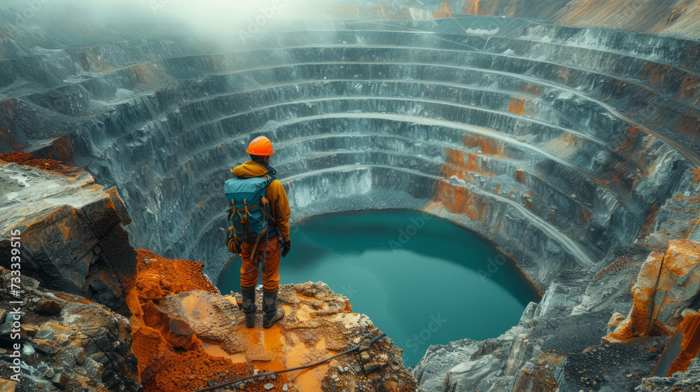 copper mine worker open pit Mine Surveying, generative ai Stock Photo ...