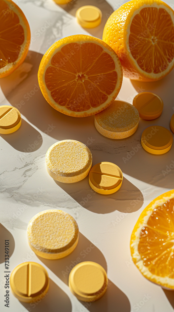 Orange flavored vitamin C tablets. Tablet with the antioxidant power of ...