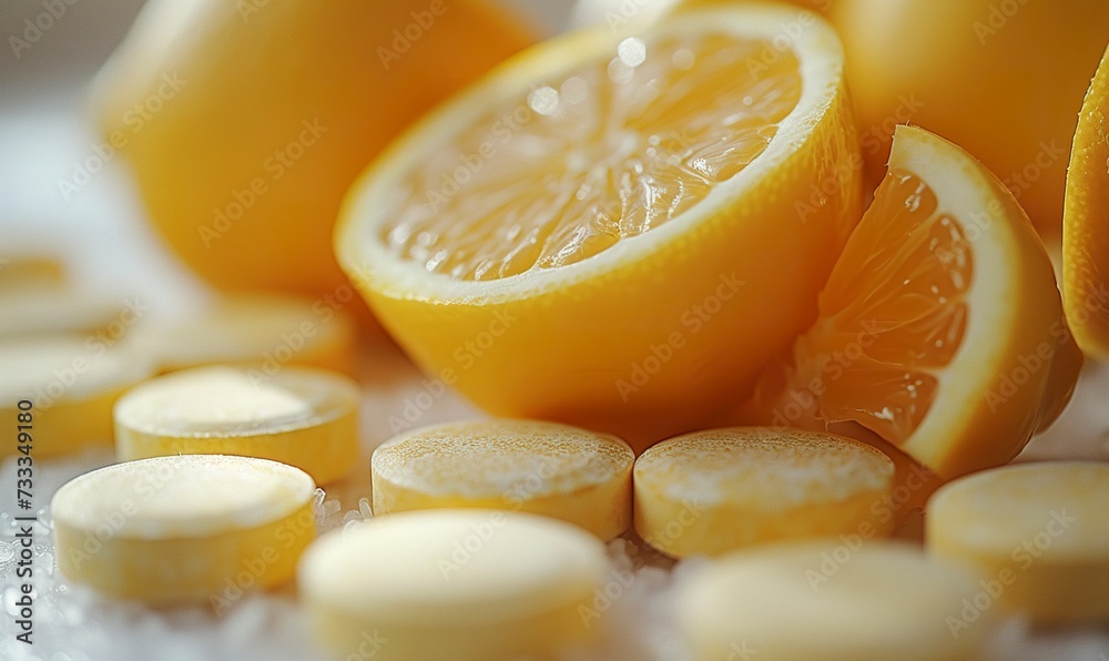 Orange flavored vitamin C tablets. Tablet with the antioxidant power of ...