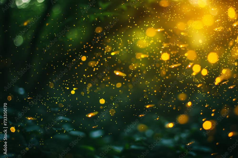 Fireflies flying in the dark, Glowing bugs in night forest Stock Photo ...
