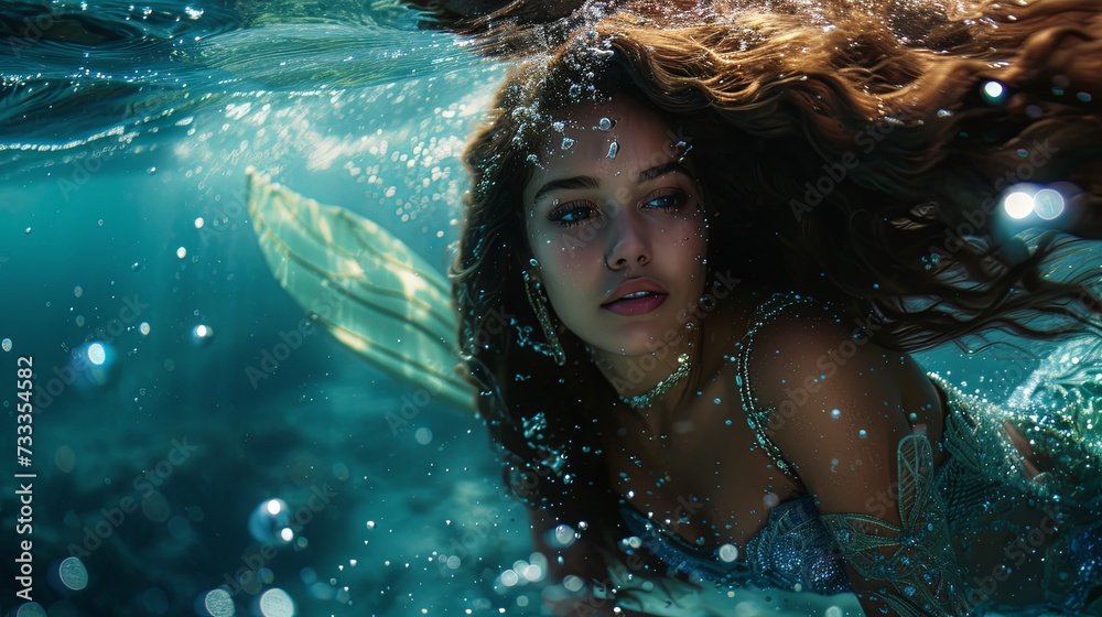 Fantasy magic legendary siren mermaid on sea bottom wallpaper ...