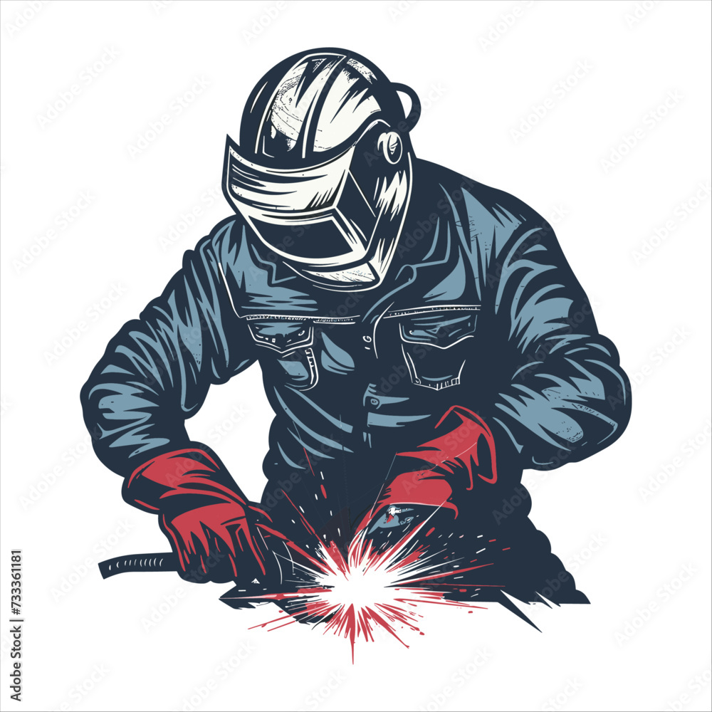 Welder Welding Tool Man Black White, generative ai, vector illustration ...