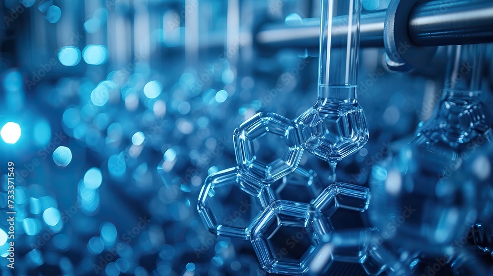 This image showcases a high-tech pharmaceutical manufacturing process ...