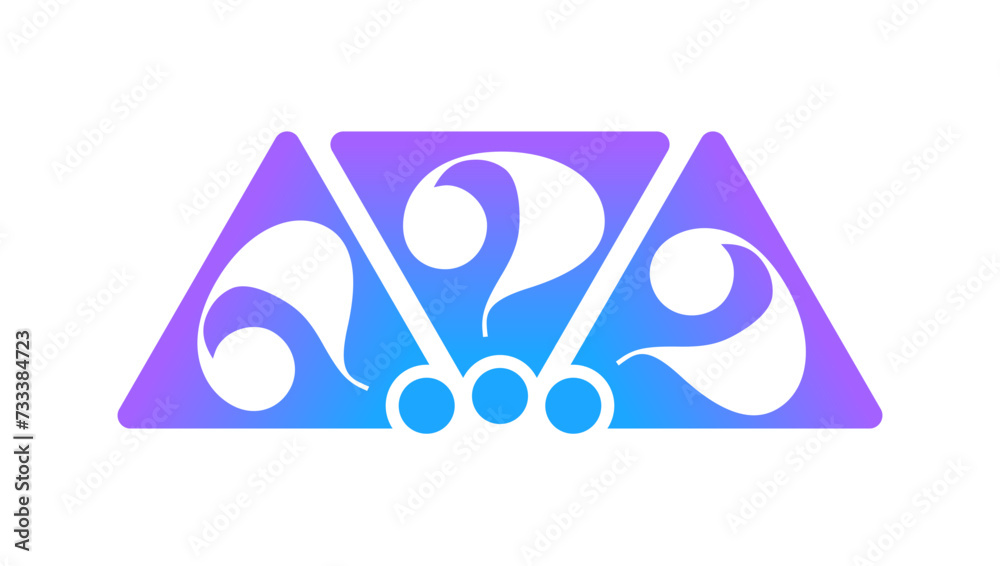 triangles and question marks. question mark concept on white background ...