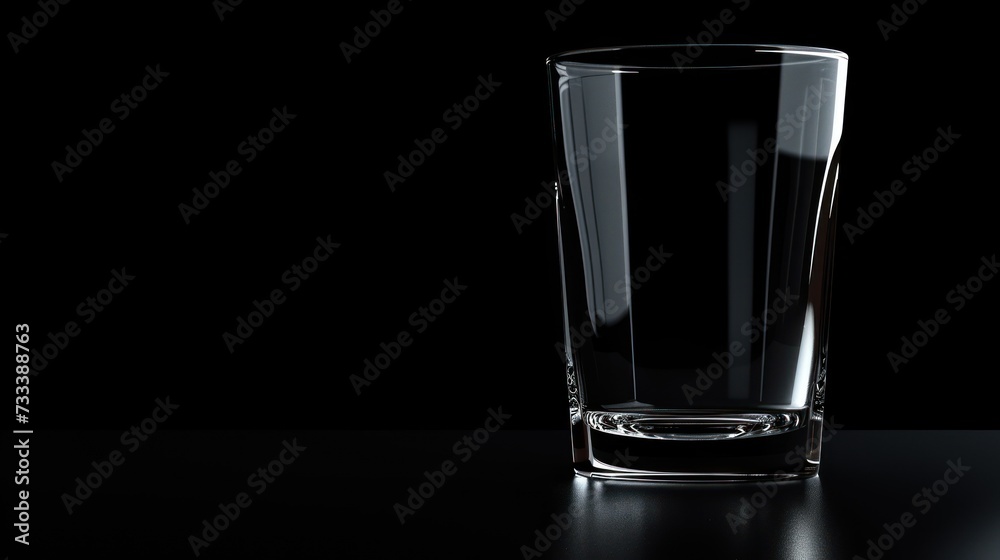 a tall glass sitting on top of a table in front of a black background ...