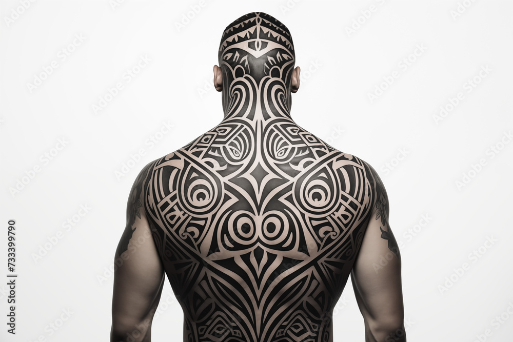 Black tribal tattoo on skin. Black tribal tattoo on back. Men's tattoo ...