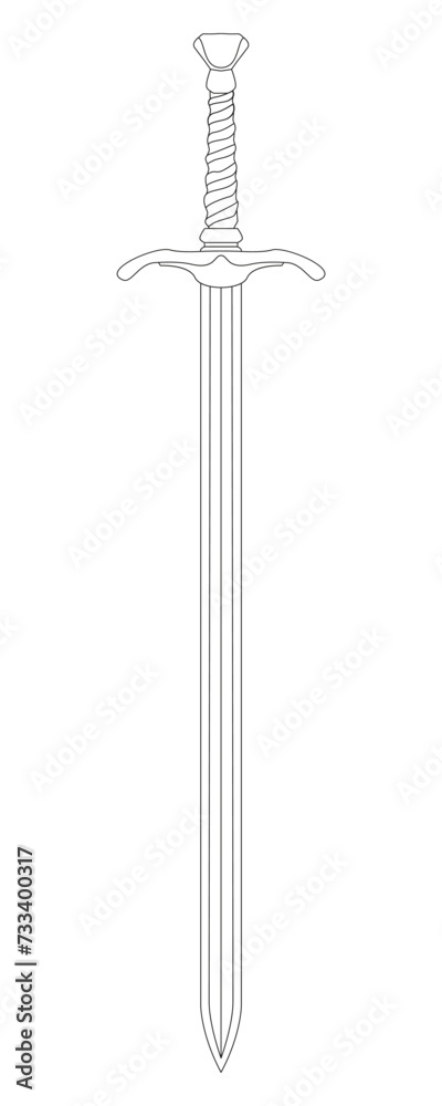 Sword line art. Ancient Longsword. Saber. Blade Tattoo. Vector ...