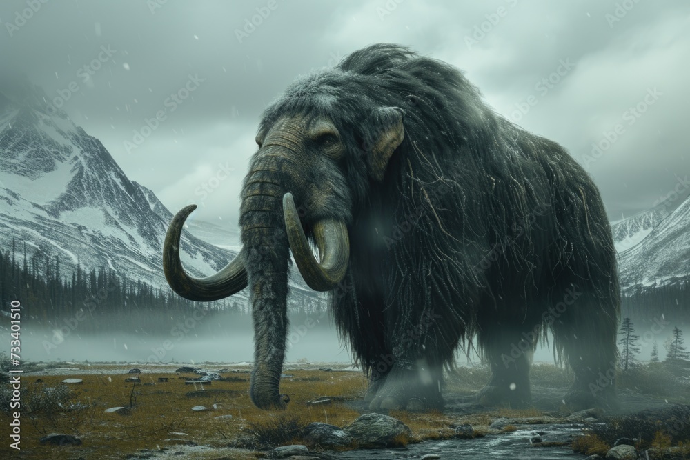 Prehistoric mammoth, an ancient giant of the ice age, symbolizing the ...
