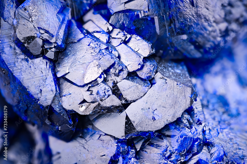 azurite crystal macro photography. From Milpillas Mine, Municipio de ...