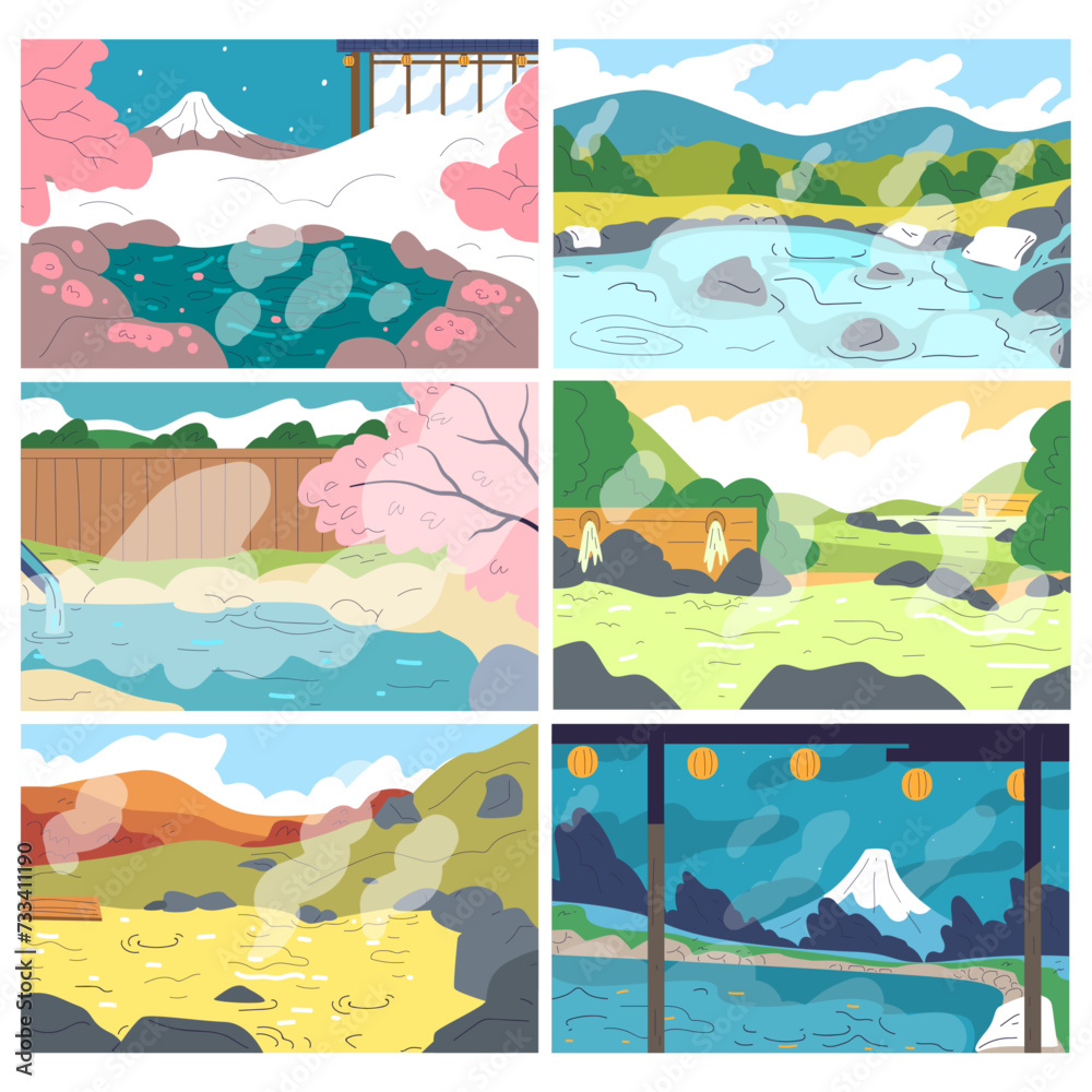 Hot springs nature. Ryokan national japan hot-spring scenery background ...