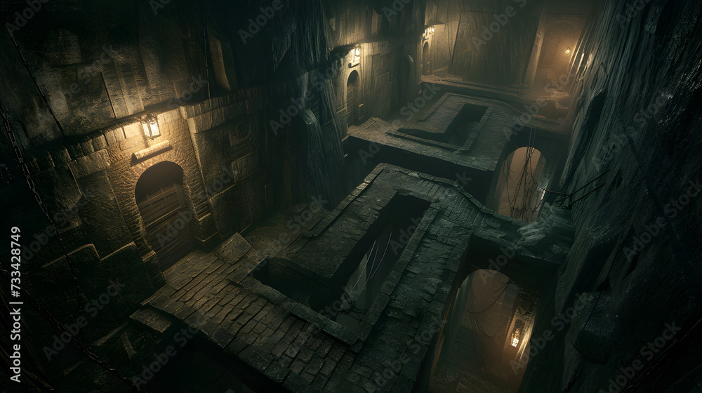 Underground labyrinth with traps, concept art, video game concept ...