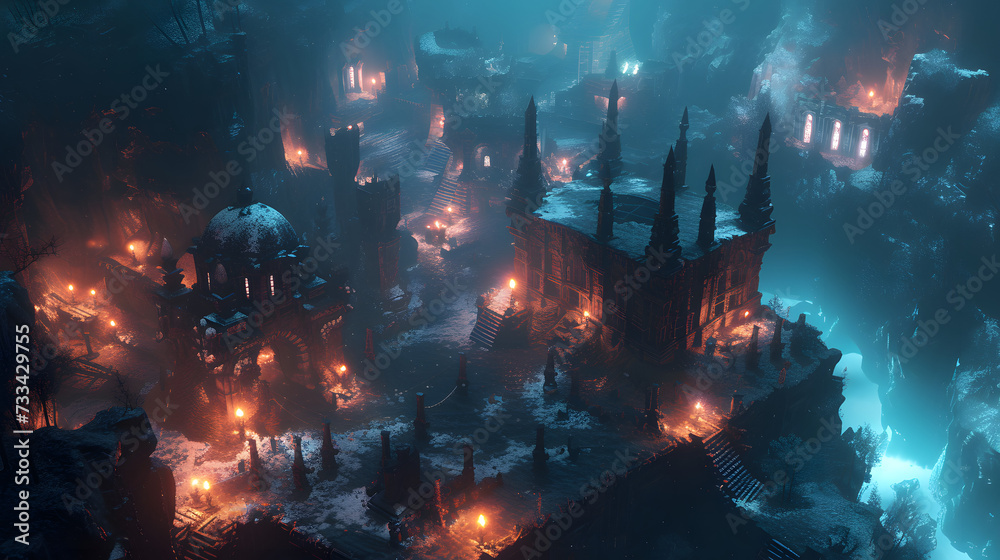 dwarven underground city, concept art, video game concept, video game ...