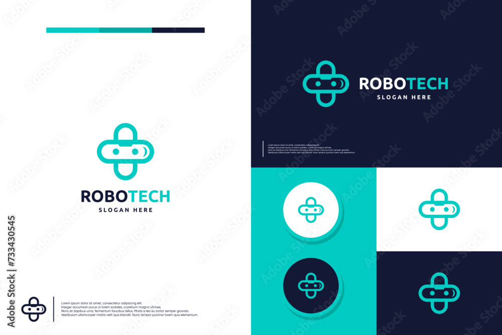 robot head logo , line art style, logo design inspiration Stock Vector ...