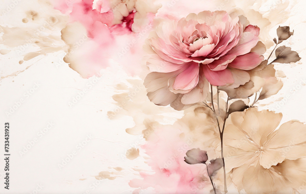 Ink watercolor hand drawn smoke flow stain blot on wet paper texture ...