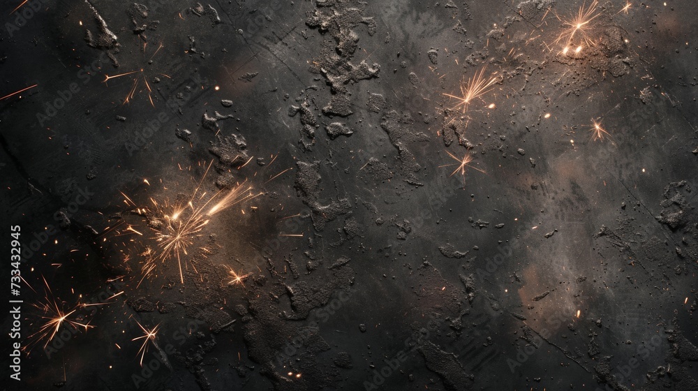 Silvester background featuring fireworks on a rustic dark black grey ...