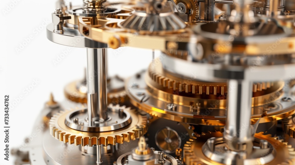 Quantum computer model in gold and silver, isolated on white ...