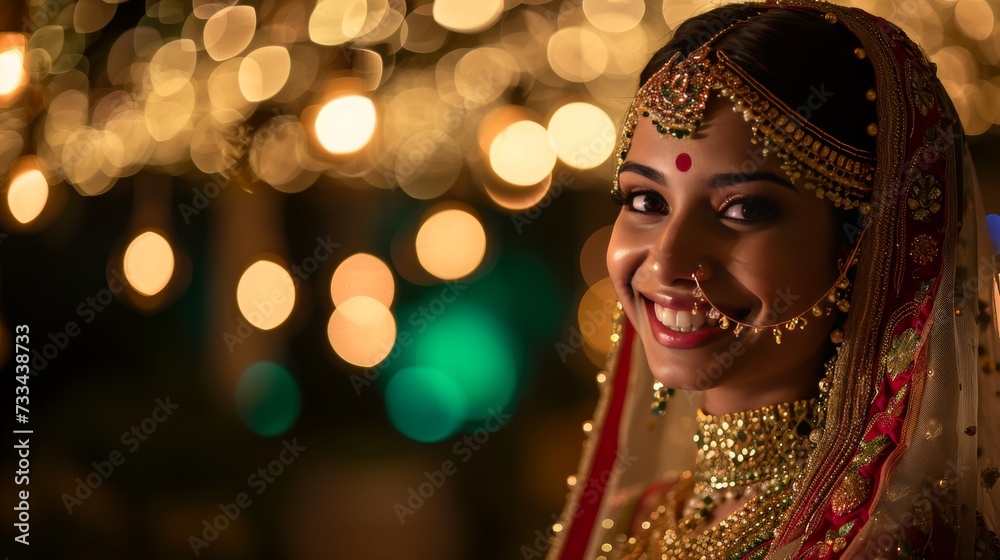 Ethereal Elegance: Stunning Indian Wedding Bride with Bokeh Background ...