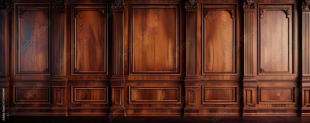 Classic premium luxury wood paneling wall background or texture. Highly ...