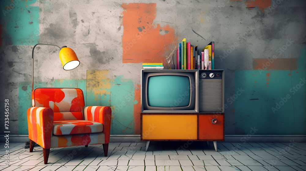"Vintage Vibes: A Nostalgic Scene with a Classic Television Set Resting ...