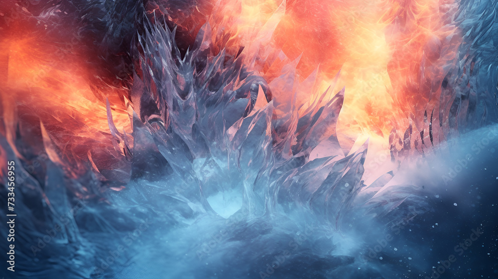 "Frozen Inferno: Hyper-Realistic Close-Up of Flames Dancing on Ice ...