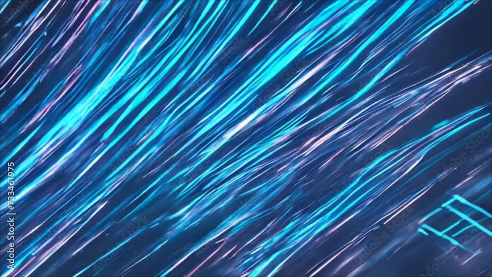 Abstract background, neon blue straight lines on a black background ...