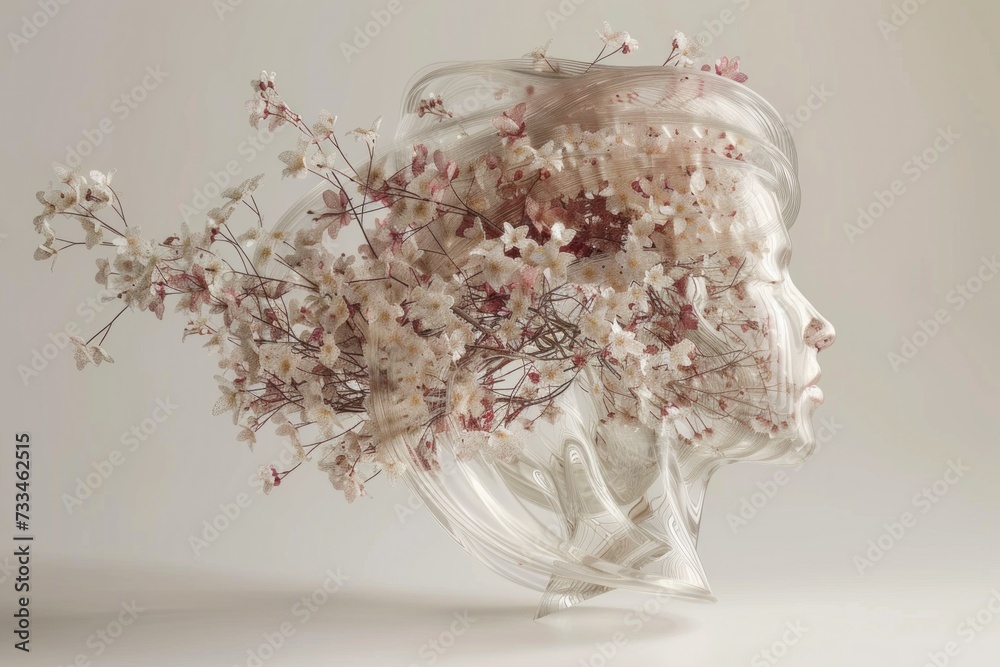 combination of colours, glass and female profile as a concept of ...