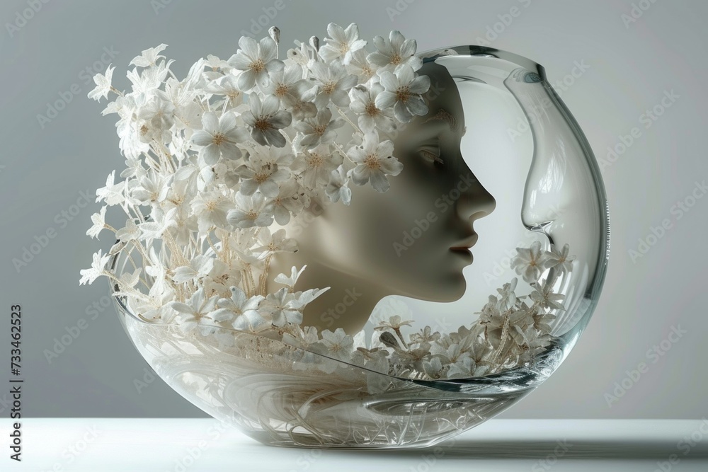 combination of colours, glass and female profile as a concept of ...