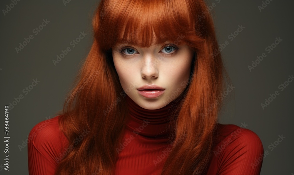 A redhead supermodel with stunning beauty flaunts her big beautiful eyes and radiant red hair ...
