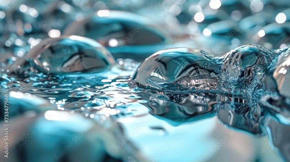 Water Droplets on a Reflective Surface,Melty metallic textures elevate ...