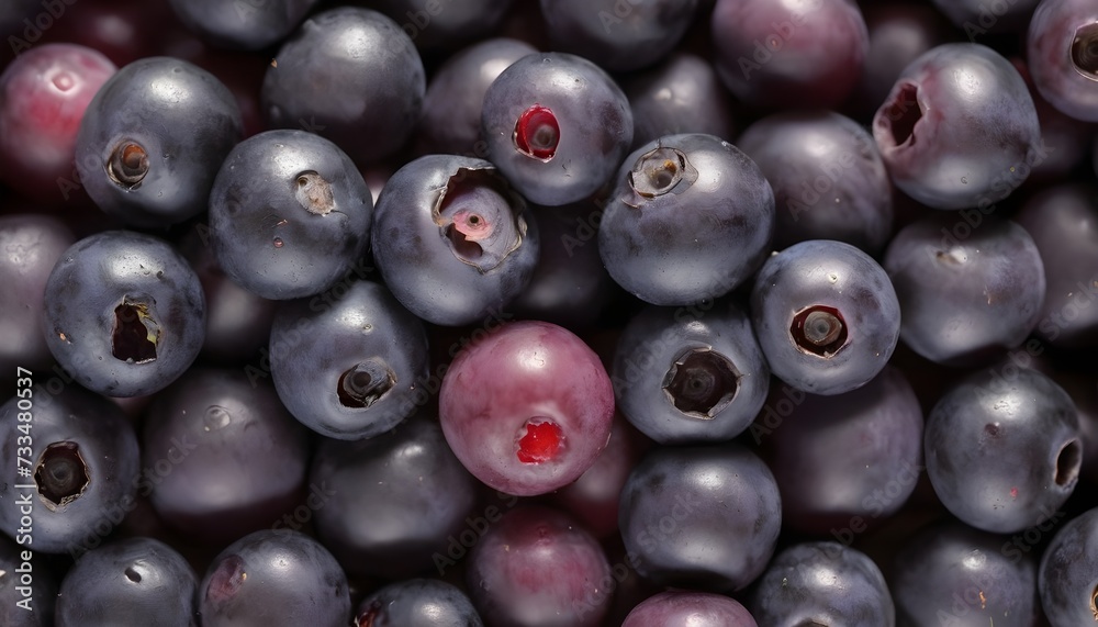 An up-close look at a cluster of ripe, vibrant huckleberries with ...
