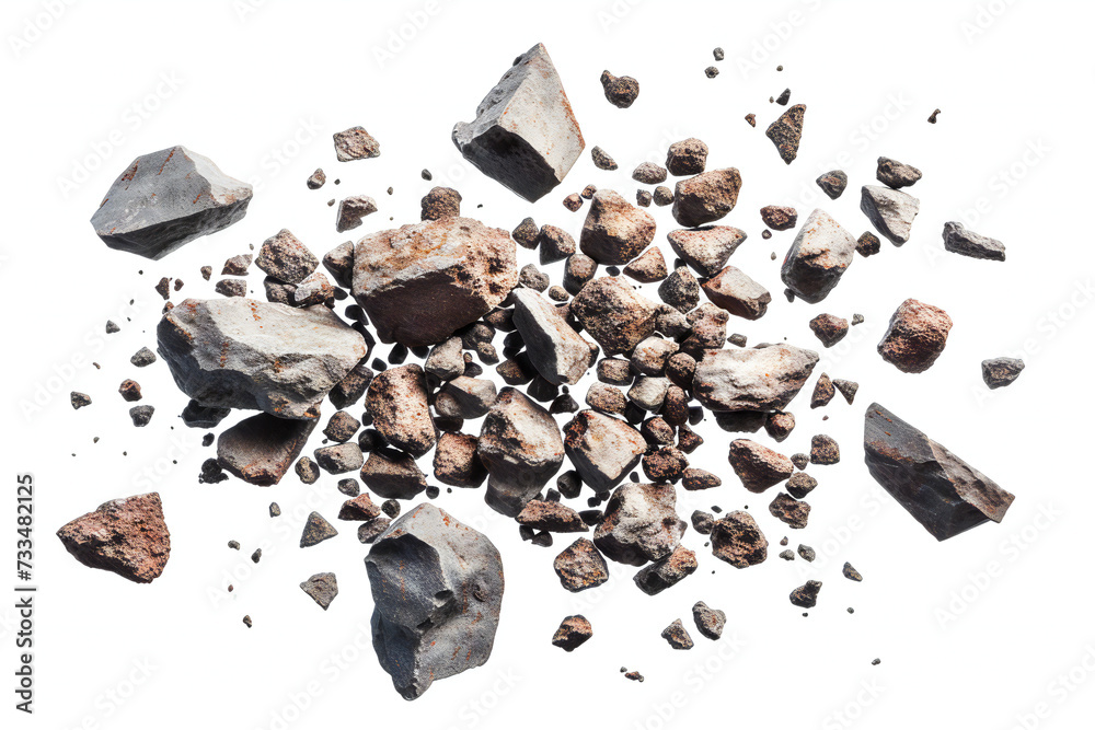 Swarm of asteroids rock debris isolated on white background. Asteroid ...