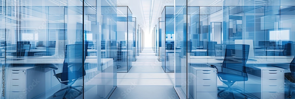 Corporate office cubicle with digital data overlay for virtual reality ...