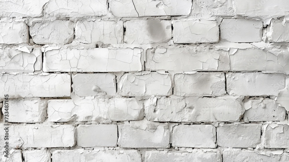 Vintage white wash brick wall texture for design. Panoramic background ...