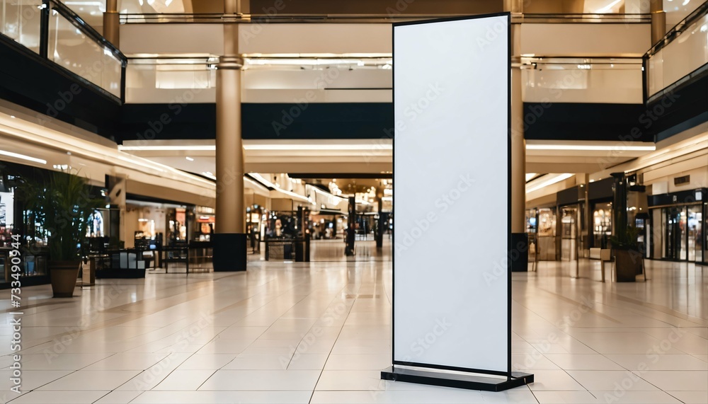 Shopping mall roll-up banner stand mockup with empty space, ideal for ...