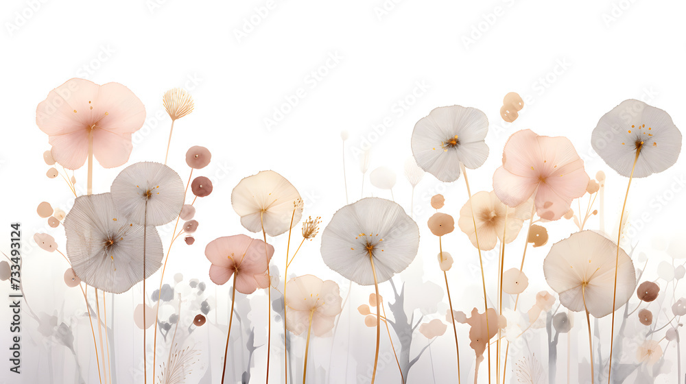 Gold threads and echoes ,floral abstract representation, clipart ...