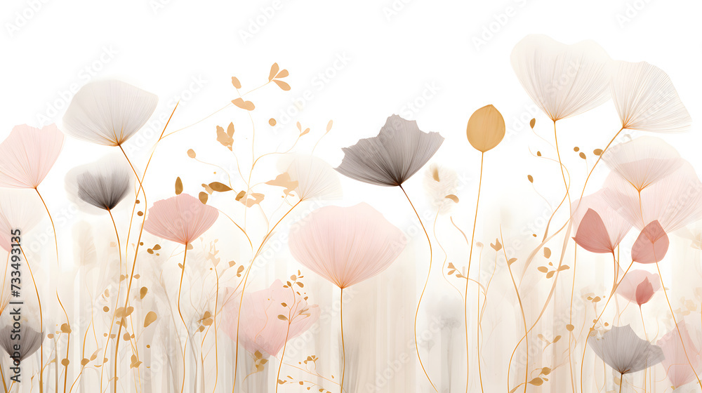 Gold threads and echoes ,floral abstract representation, clipart ...