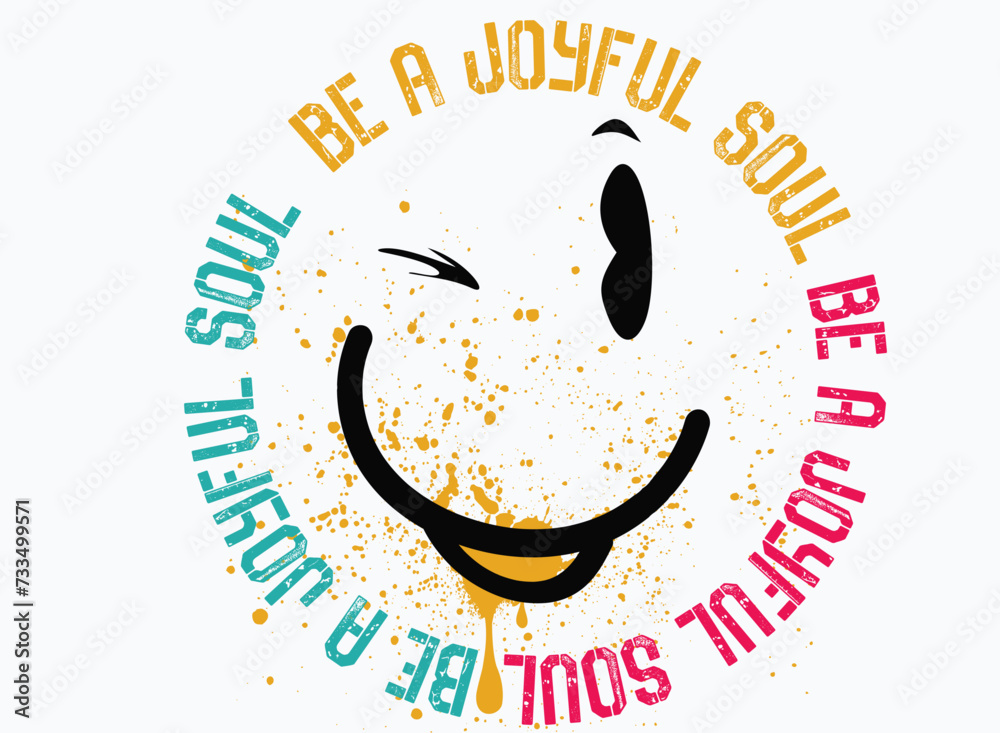 Urban street art graffiti typography- hand drawn smiley face- t-shirt ...