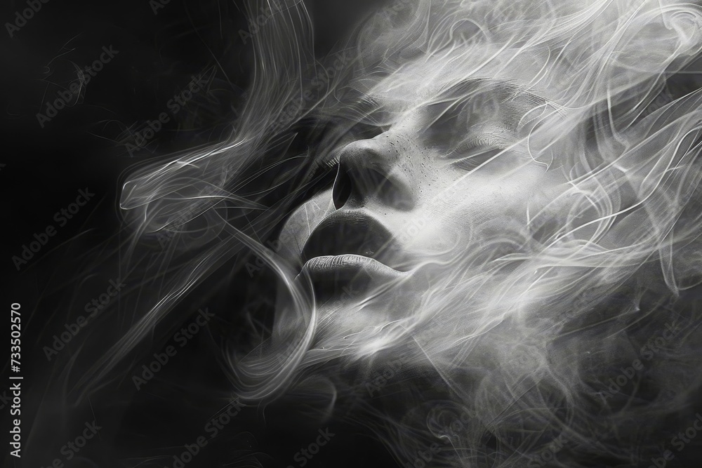 Ethereal faces composed of light and shadow Creating a hauntingly ...