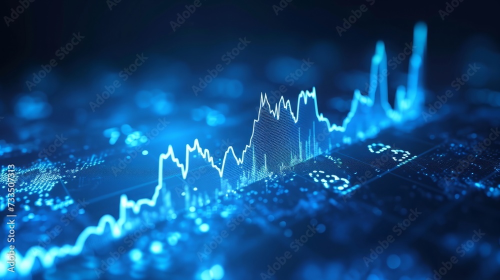 Blue charts and graphs with stock market data, charts with financial ...