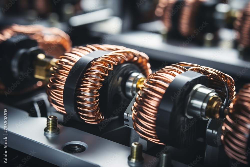 A detailed view of a solenoid, an essential component in the industrial ...