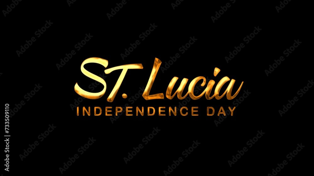 St. Lucia Independence Day Text Animation on Gold Color. Great for St ...