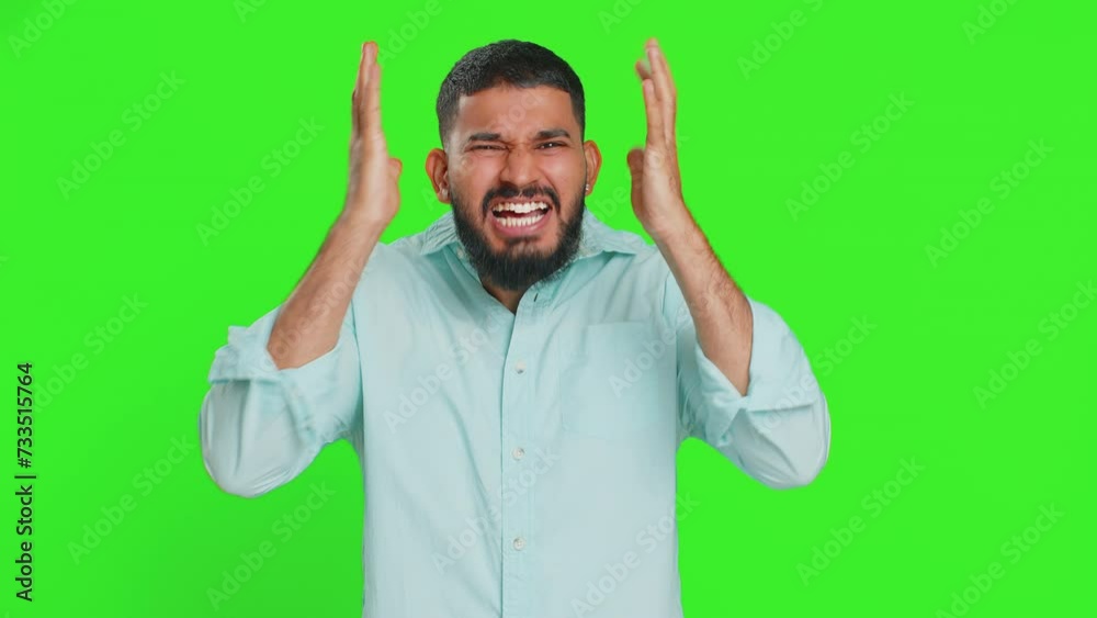 Irritated angry Indian man screams from stress tension problems feels ...