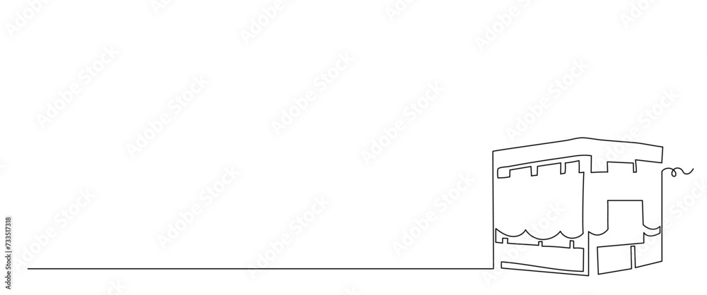 Kaaba Continuous Line Drawing Style. Ramadan Kareem Collections Element ...