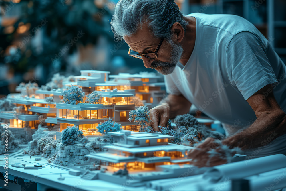 An architect unveiling a innovative building design, contributing to ... An architect unveiling a innovative building design, contributing to ...