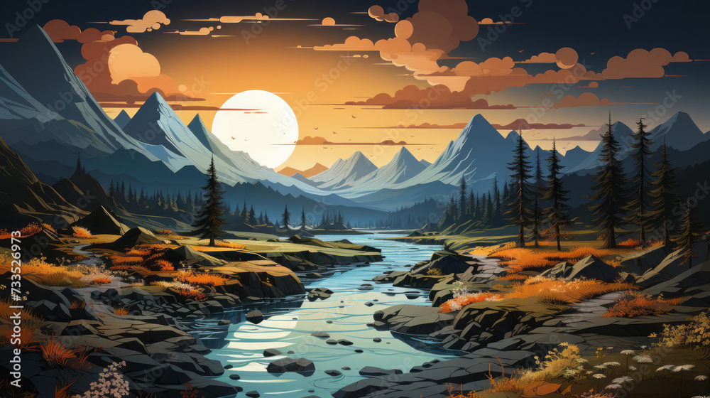 Immersive Nature Escape: Explore Majestic Peaks and Serene Lakes amidst ...