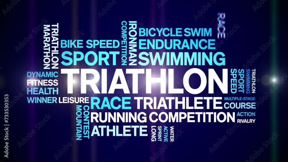 Triathlon animated word cloud;text design animation tag kinetic ...